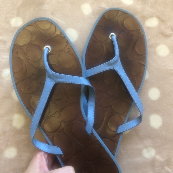 Coach | Shoes | Coach Blue Thong Sandals Size 8 | Poshmark